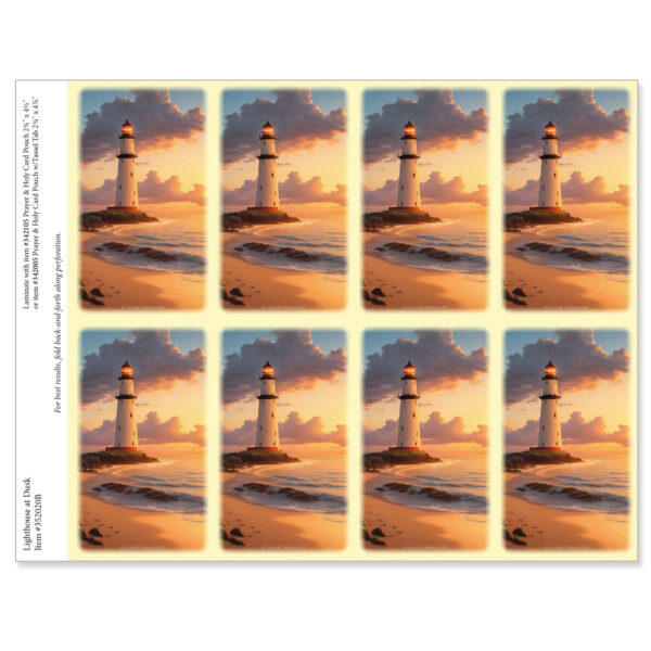 2-1/2" x 4-1/4" Lighthouse at Dusk Micro-Perf Prayer Cards (8-up on 8-1 ...